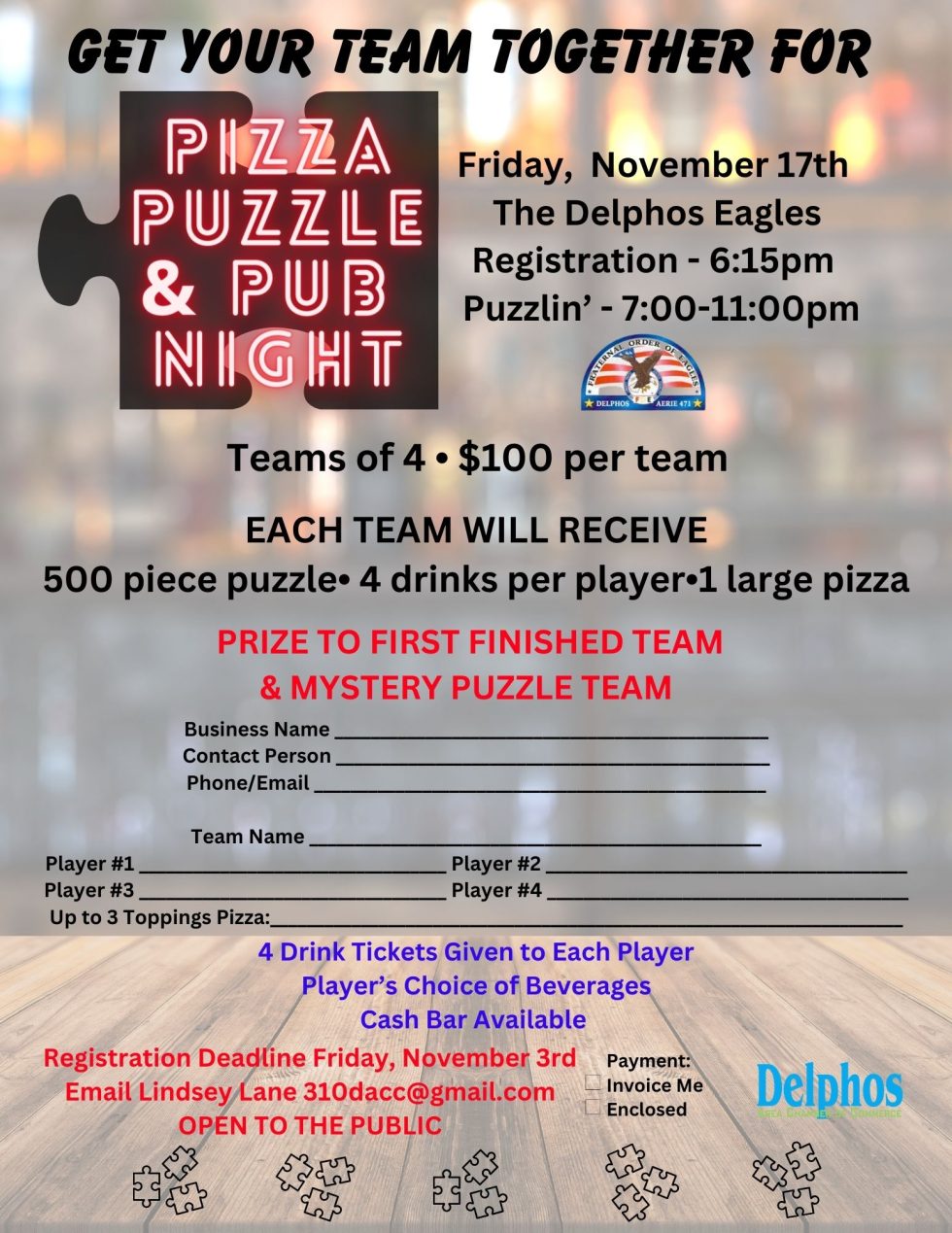 Pizza, Puzzle & Pub Night! - Delphos Area Chamber of Commerce